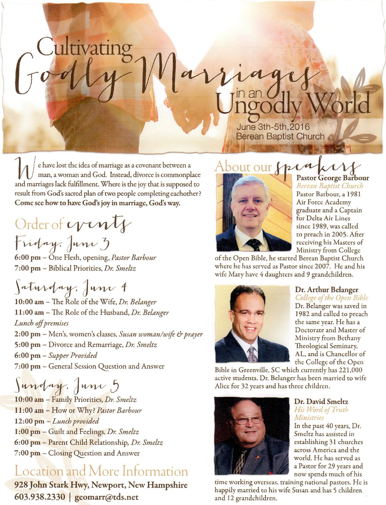 Marriage Conference, June 3 – 5 – Berean Baptist Church